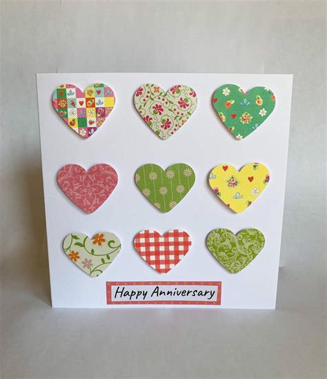 Handmade Anniversary Card Hearts Etsy