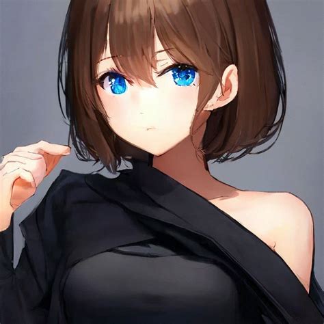 Anime Girl With Short Light Brown Hair And Blue Eyes