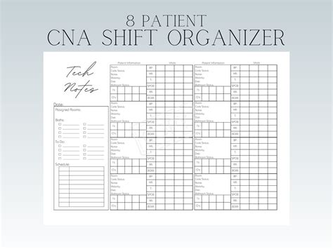 8 Patient Cnapcttech Report Sheet Shift Organizer And Planner Nursing Assistant Template
