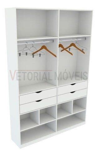 Armário Arara Gaveta Sabrina M8 100 Mdf Closet Gaveta Branco Madeiramadeira Armário