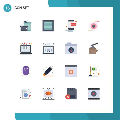 Stock Vector Icon Pack Of 16 Line Signs And Symbols For Online Device Notification Computer