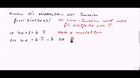 Nullstellen Sinus Funktion Youtube