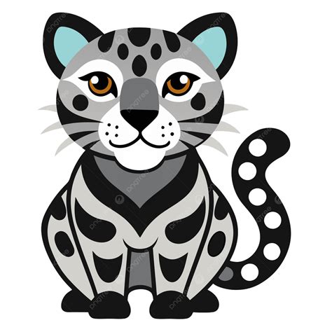 Clouded Leopard Lies Colorful Isolated Sticker Vector Clouded Leopard