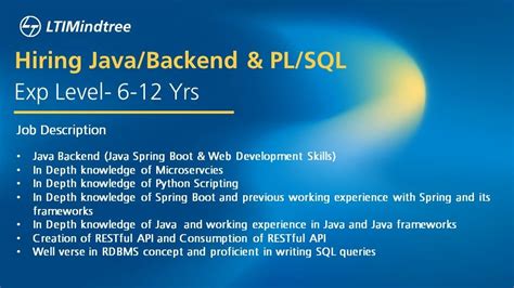 Ramesh A On Linkedin Join Us Lti Mindtree Hiring For Javabackend