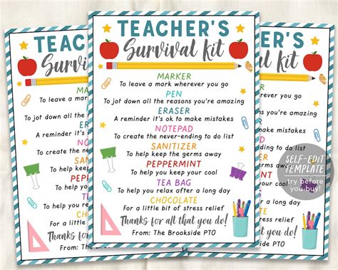 Teacher Survival Kit Free Printable At Alice Pinard Blog