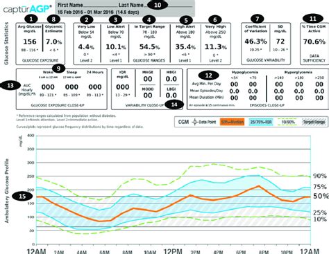 The Electronic Agp Report Visualizes The Key Cgm Metrics 1 Mean