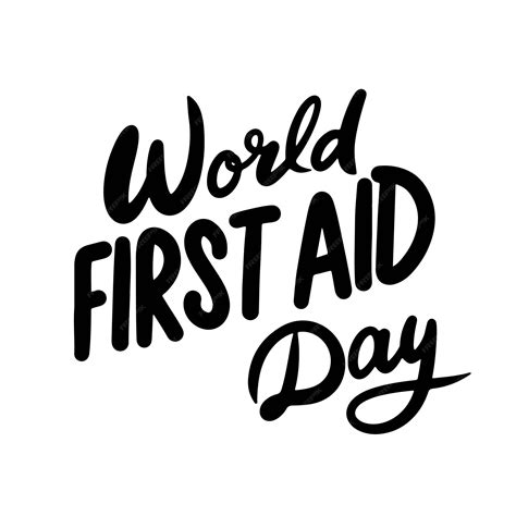 Premium Vector World First Aid Text Lettering Hand Drawn Vector Art