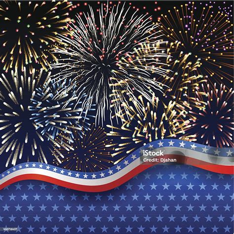 Patriotic Background With Fireworks Stock Illustration Download Image