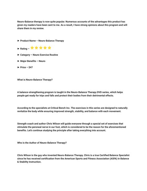 The Best Neuro Balance Therapy Program Read Here