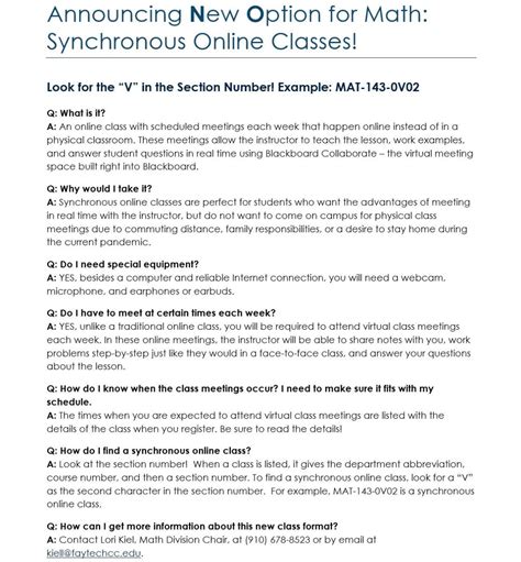 Synchronous Online Classes Fayetteville Technical Community College