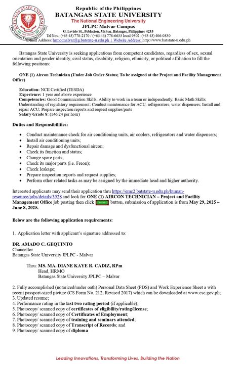Lipa 🔖📌job Opportunities In Lplpc Malvar Campus 🔖📌 Batangas State University Is Seeking