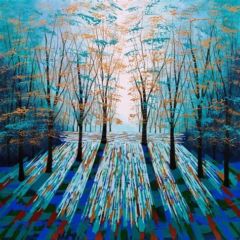 Golden Blue Forest Light Amanda Horvath Art