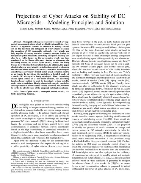Pdf Projections Of Cyber Attacks On Stability Of Dc Microgrids