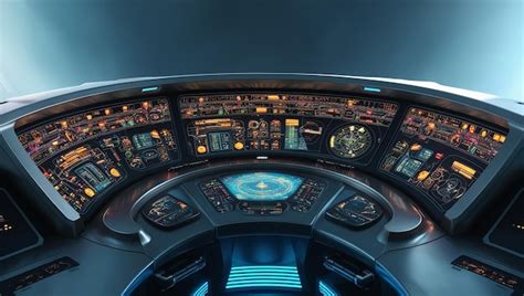 Display Modern Spaceship Cockpit Control Dashboard Technology Hud Style