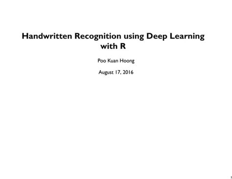 Handwritten Recognition Using Deep Learning With R Pdf