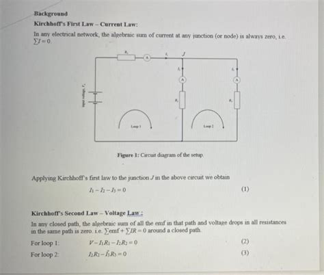 Solved Background Kirchhoffs First Law Current Law In Any