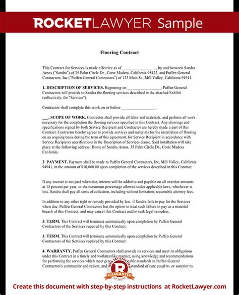 Tile Installation Contract Template Flooring Contract Agreement With Sample Williamson