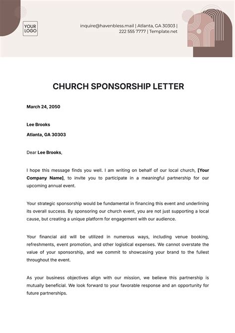 Free Church Sponsorship Letter Template To Edit Online