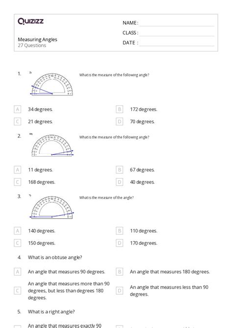 50 Measuring Angles Worksheets For 5th Year On Quizizz Free And Printable