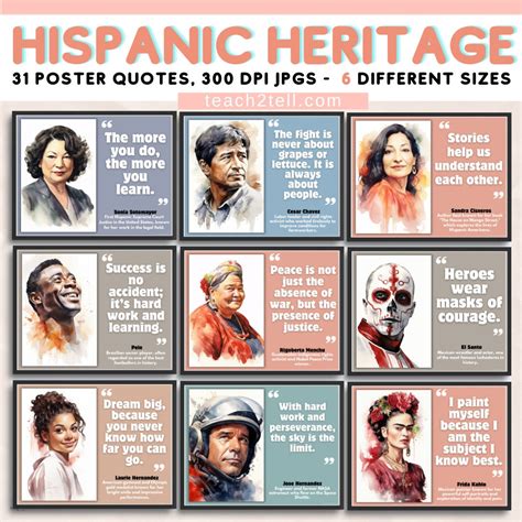 Hispanic Heritage Month Posters Inspirational Quotes Digital Download