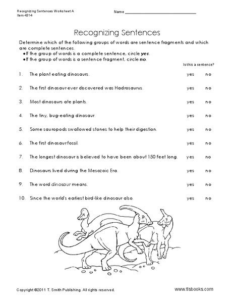 Recognizing Sentences Worksheet For 3rd 4th Grade Lesson Planet