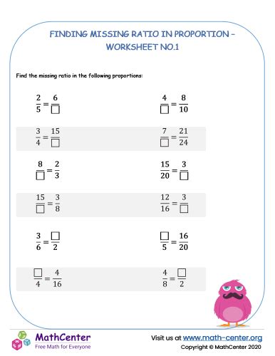 Finding Missing Ratio In Proportion Worksheet No1 Worksheets