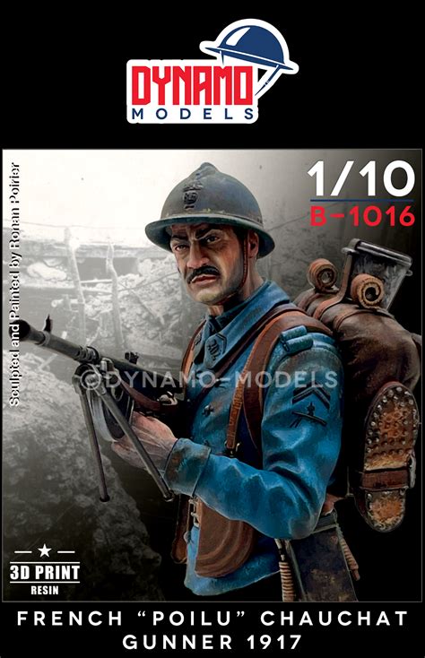 110 Bust French Poilu Chauchat Gunner 1917 Dym B1016 Busts Dynamo