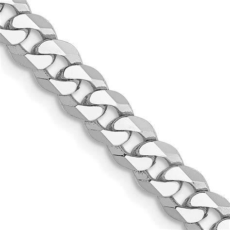 Curata 14k White Gold Solid Polished 45mm Flat Curb Chain Bracelet Lo