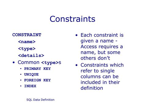 PPT SQL Data Definition PowerPoint Presentation Free Download ID