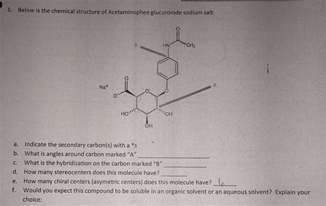 Solved 1 Below Is The Chemical Structure Of Acetaminophen