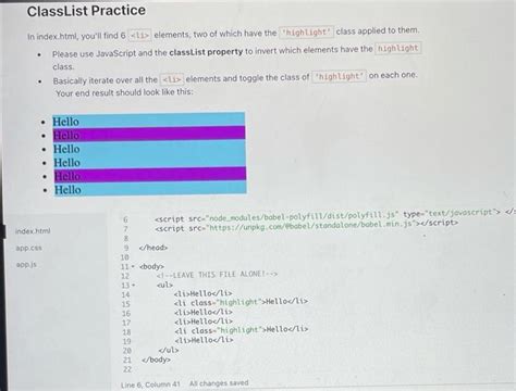 Solved Classlist Practice In Indexhtml Youll Find 6
