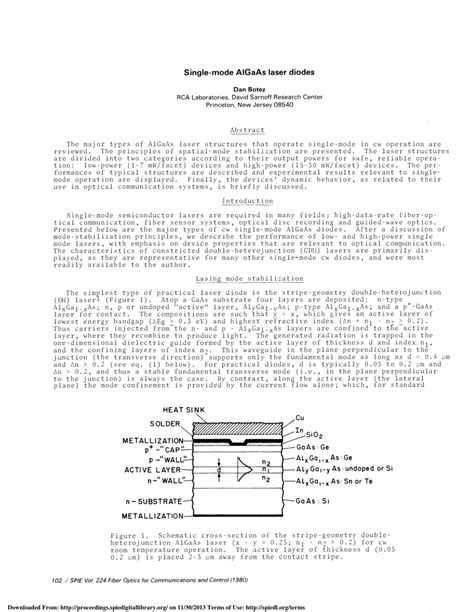 Pdf Single Mode Algaas Laser Diodes