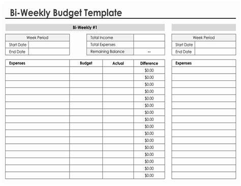 Printable Simple Bi Weekly Budget Template Free Download And Print