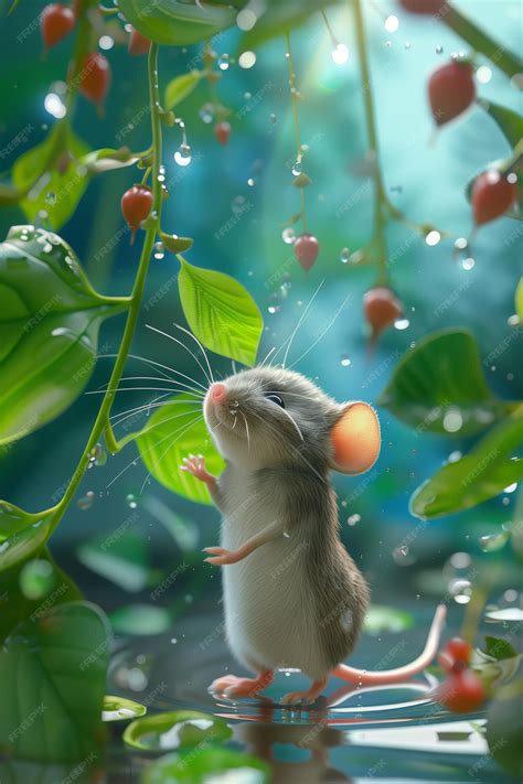 Premium Photo A Tiny Mouse Stands In Awe Bathing In A Symphony Of Glistening Raindrops And