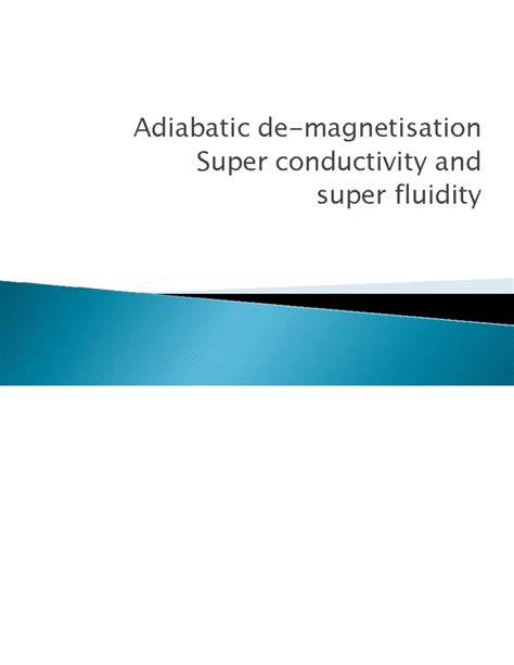 Adiabatic De Magnetisation Thermal Physics Adiabatic De
