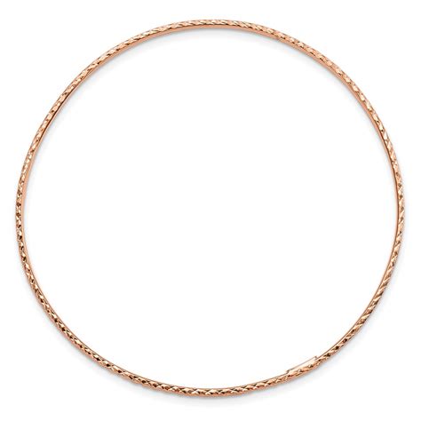 10k 15mm Rose Gold Diamond Cut Slip On Bangle Bracelet Trek Jewellers
