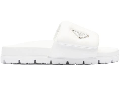 Prada Soft Padded 20mm Slide Sandal White Nappa Leather 1xx6482dl8