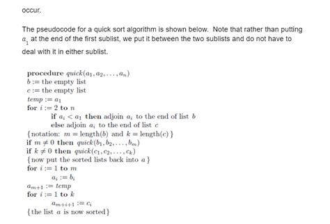 Solved N 6 The Quick Sort Is An Efficient Algorithm To