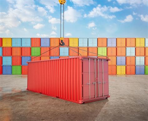 Premium Photo Container With Hook At Container Port
