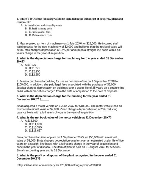 Tangible Non Current Assets Pdf Depreciation Book Value