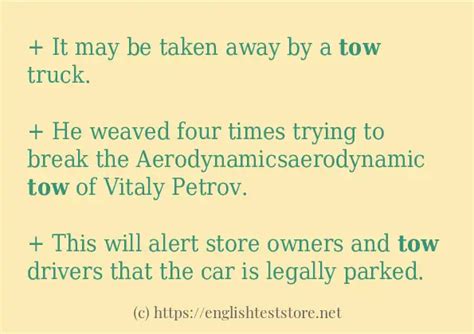 In Sentence Examples Of Tow Englishteststore Blog