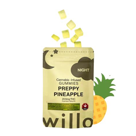 200mg Thc Preppy Pineapple Night Willo Gummies Cannabis Delivery