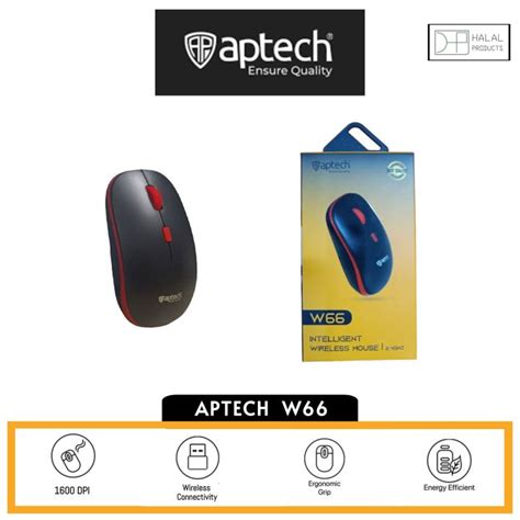 Aptech W66 Wireless Mouse 24ghz 10m Range 1600 Dpi Optical
