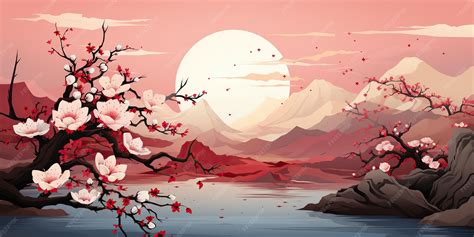 Traditional Japanese Cherry Blossom Art Wallpaper