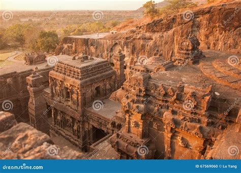 View At The Kailasa Temple Ellora Caves Maharashtra India Royalty Free Stock Image