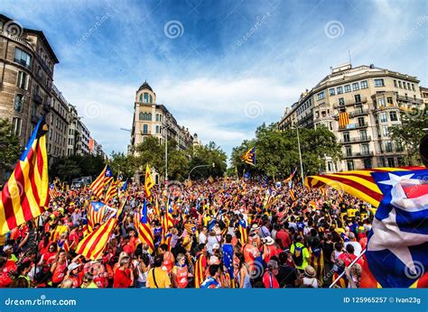 Catalan Independence Movement On National Day Editorial Photography