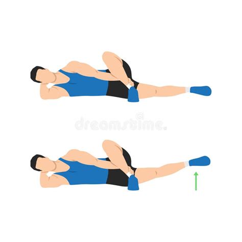 Man Doing Lying Crossover Leg Lift Exercise In 2 Steps Stock Vector
