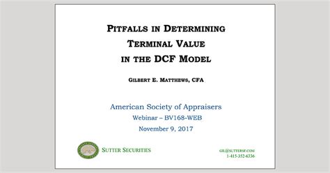 Pitfalls In Determining Terminal Value In The Dcf Model Sutter