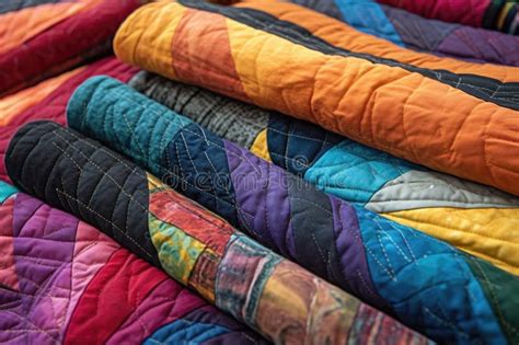 Close Up Of Colorful Patchwork Quilt Patterns Stock Illustration