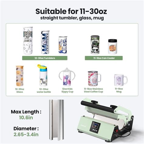 Buy Eenour Tumbler Mug Heat Press Machine 30oz 20oz 16oz Sublimation Straight Blank Skinny